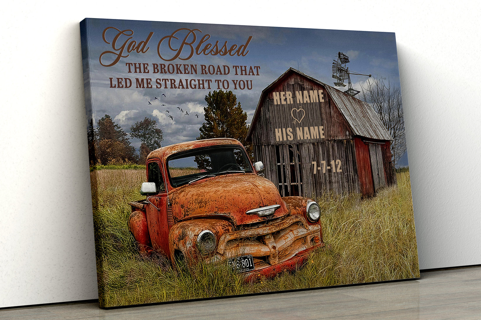 God Blessed The Broken Road Canvas Print Wall Art – Blessed Family Gifts
