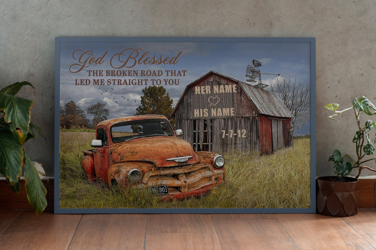 God Blessed The Broken Road Canvas Print Wall Art – Blessed Family Gifts