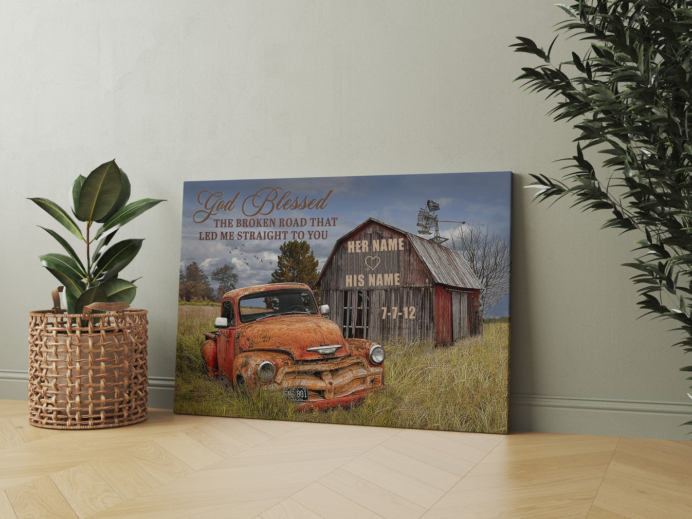 God Blessed The Broken Road Canvas Print Wall Art – Blessed Family Gifts