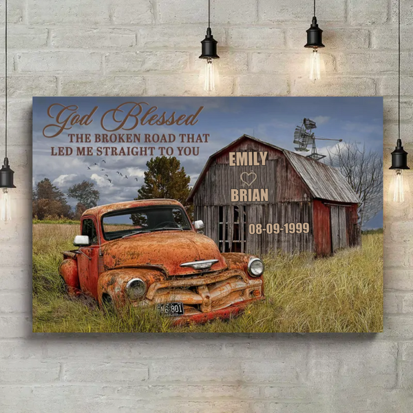 God Blessed The Broken Road Canvas Print Wall Art – Blessed Family Gifts